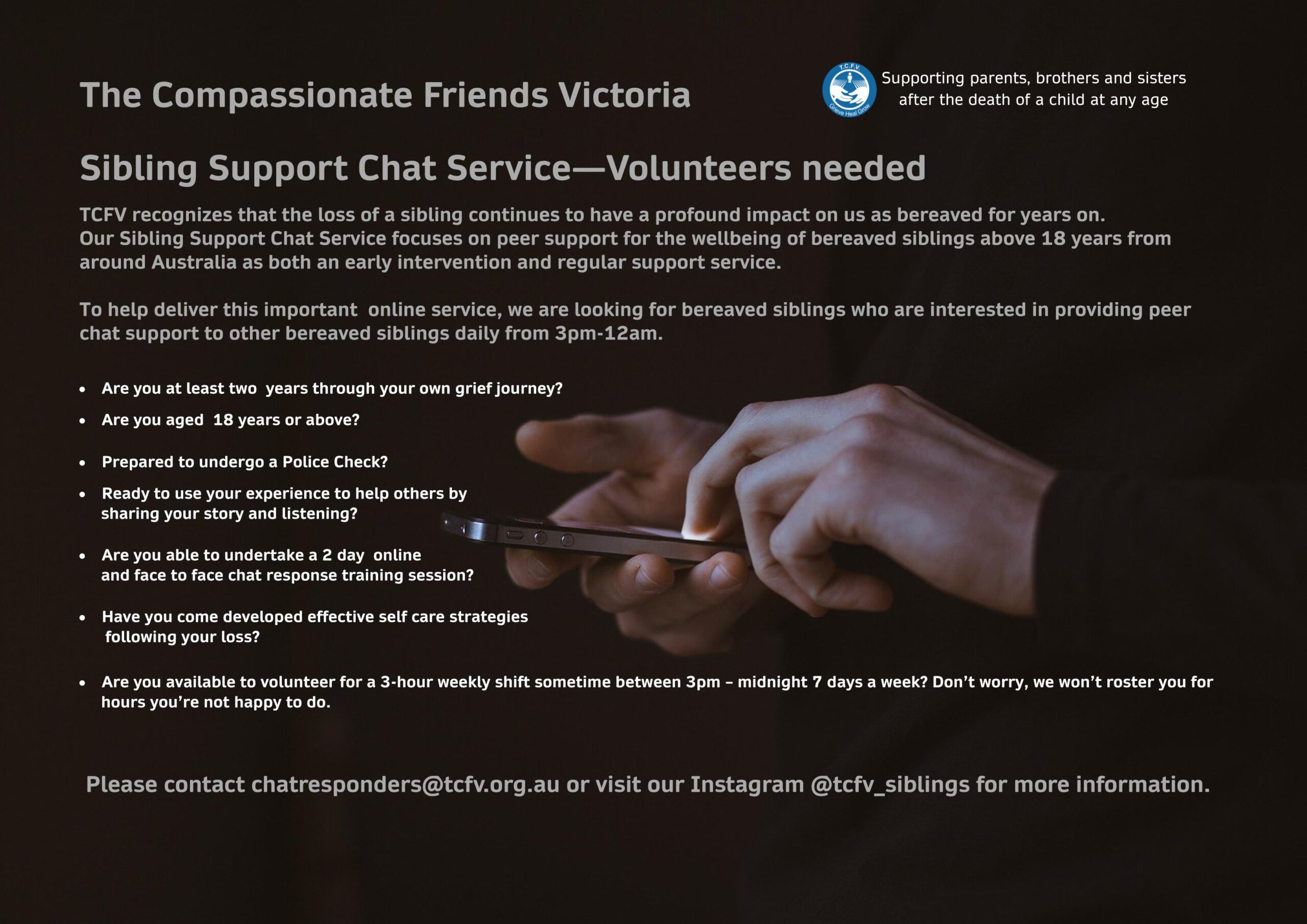 Sibling Support Chat Service—Volunteers needed - The Compassionate ...